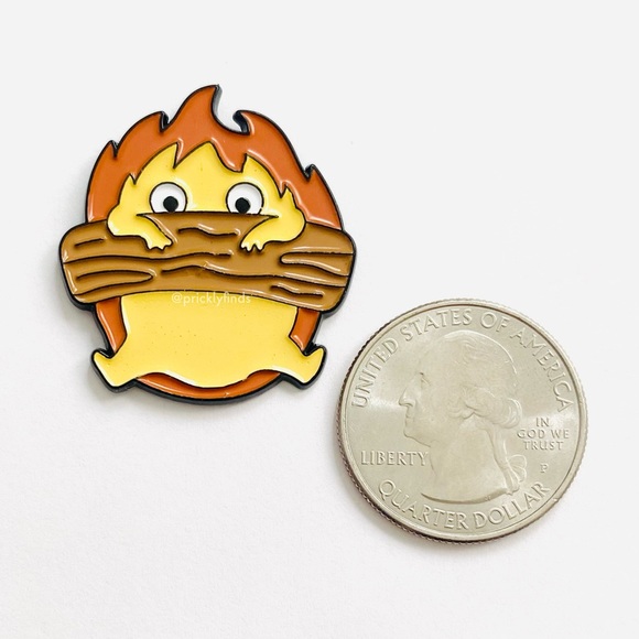 pricklyfinds | Jewelry | 84 Howls Moving Castle Calcifer Falling Enamel ...